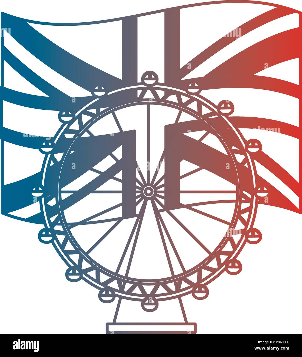 united kigndom flag and london eye vector illustration gradient design ...