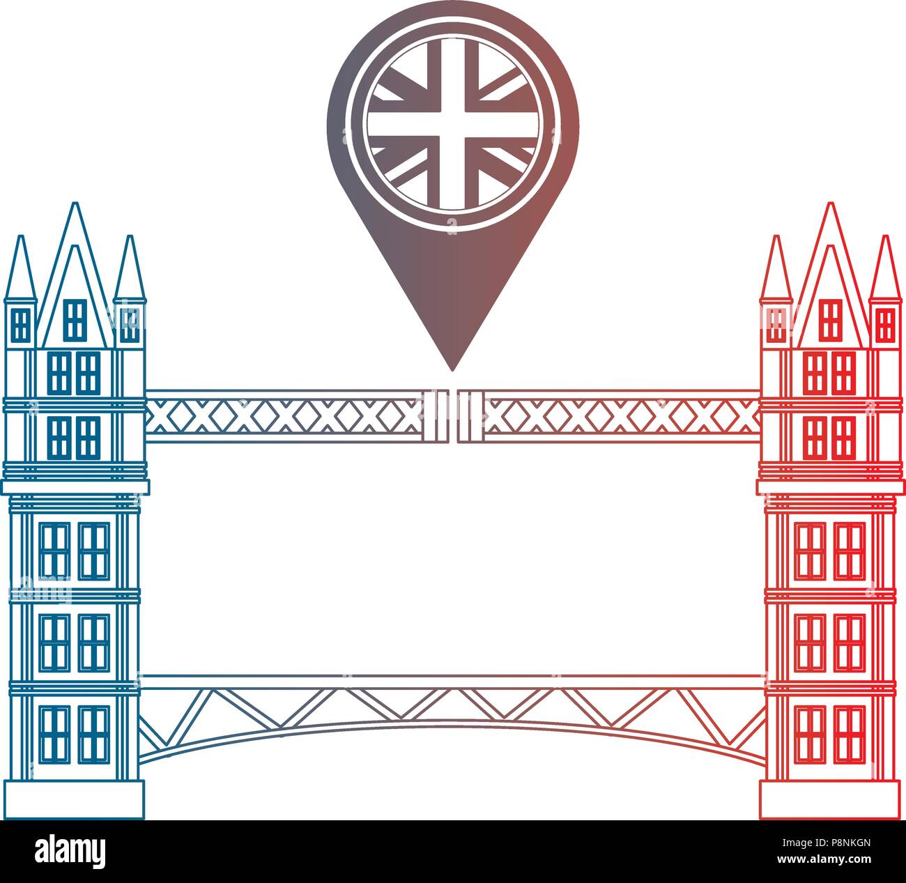 london bridge and united kingdom flag in pointer map vector ...