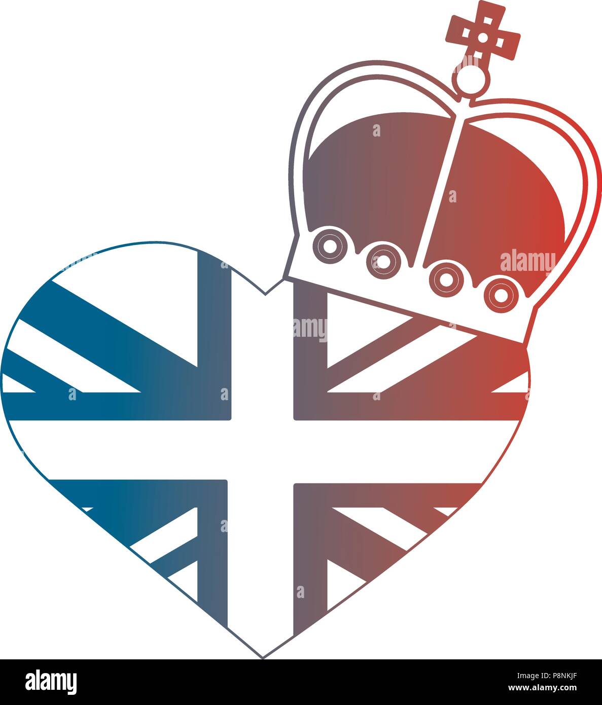united kingdom flag in heart crown royal vector illustration gradient ...