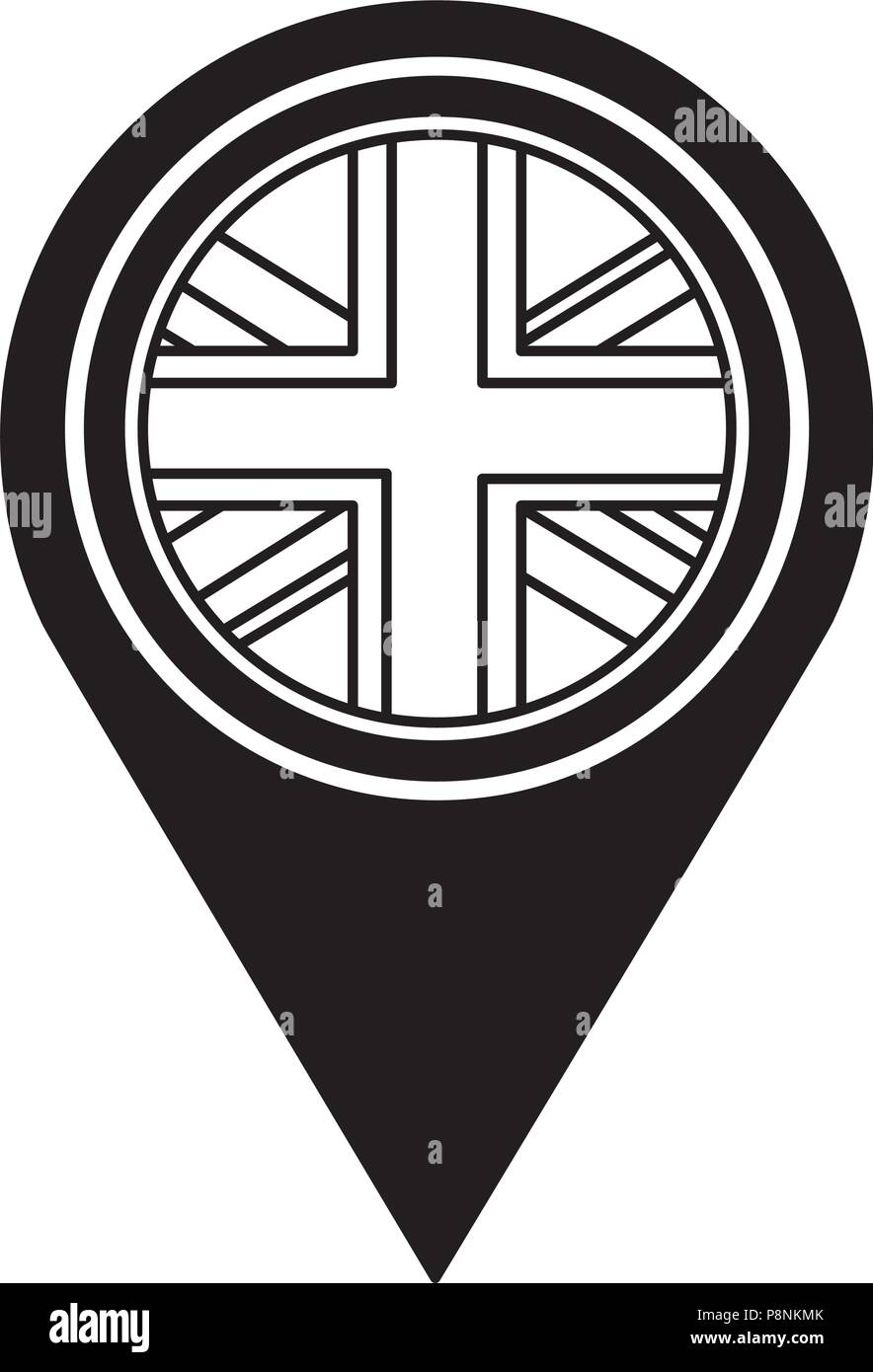 united kingdom flag in pointer map location vector illustration black ...