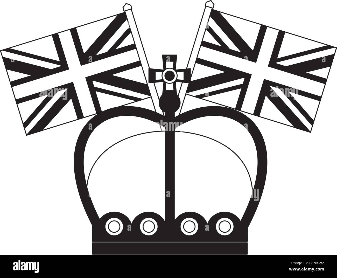 united kingdom crown and flags symbol vector illustration black and ...