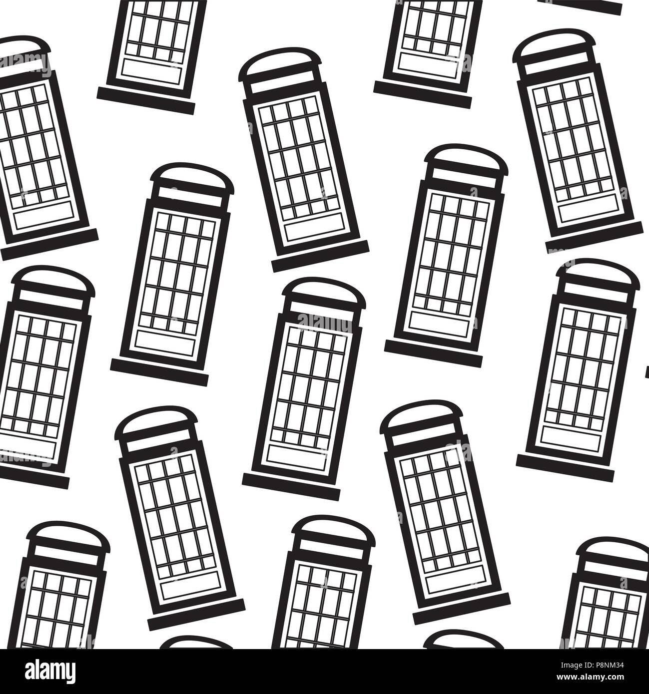 red telephone box london background vector illustration black and white ...