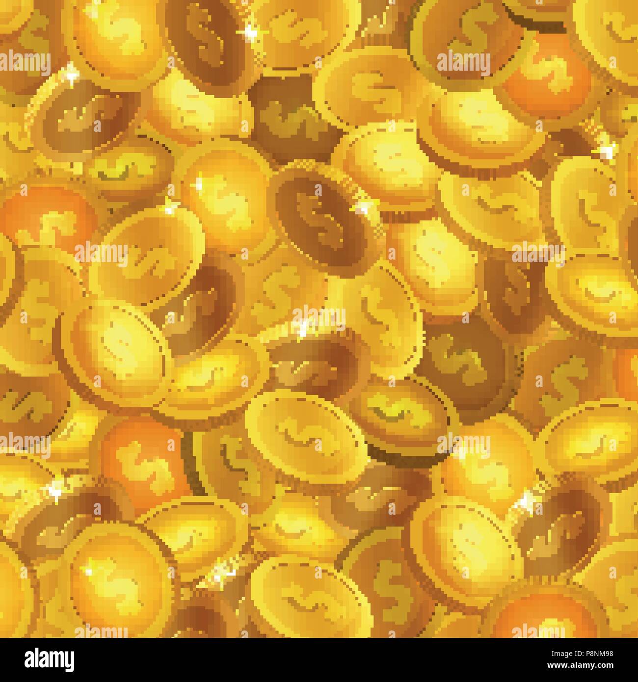Stock vector illustration many realistic gold coins. Treasure ...