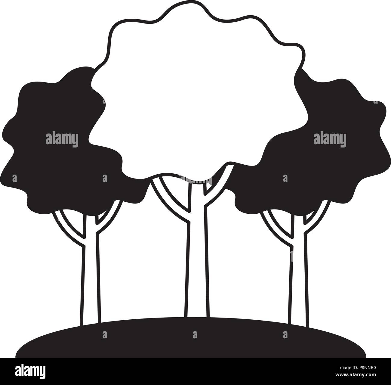 natural three tree foliage forest image vector illustration Stock ...