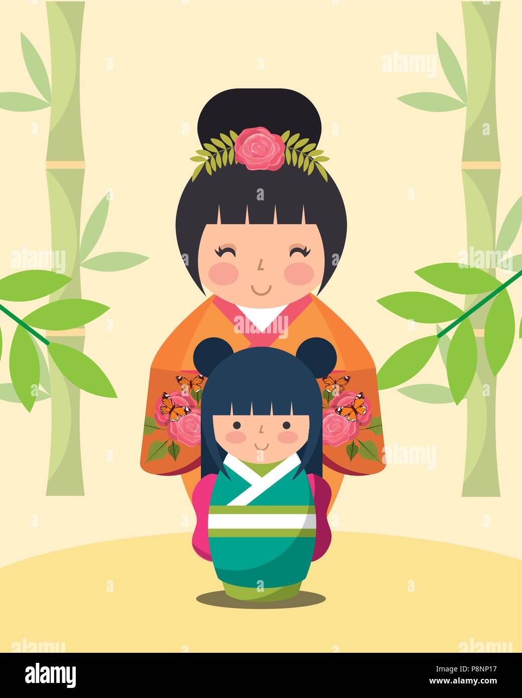 Japanese costume dolls Stock Vector Images - Alamy