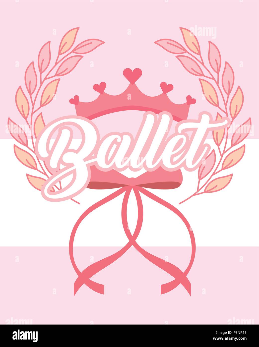 pink crown and bow ballet emblem vector illustration Stock Vector Image ...