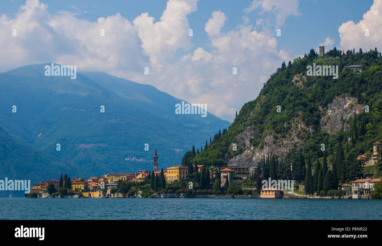 Varenna and it's well known castle ruins, Castello di Vezio as seen ...