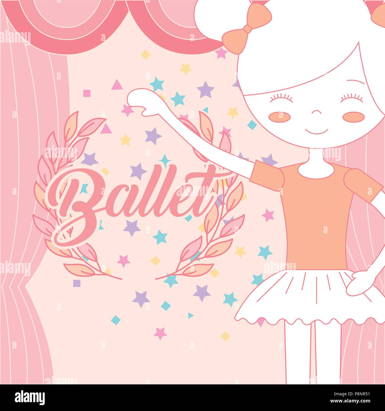 beautiful ballerina ballet theater curtains stars decoration Stock ...