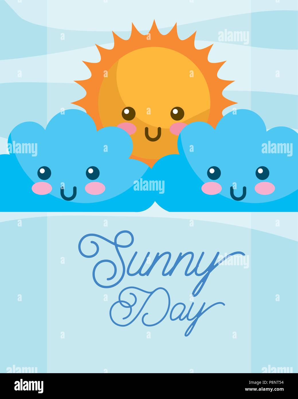 sunny day sun kawaii clouds cartoon vector illustration Stock Vector ...