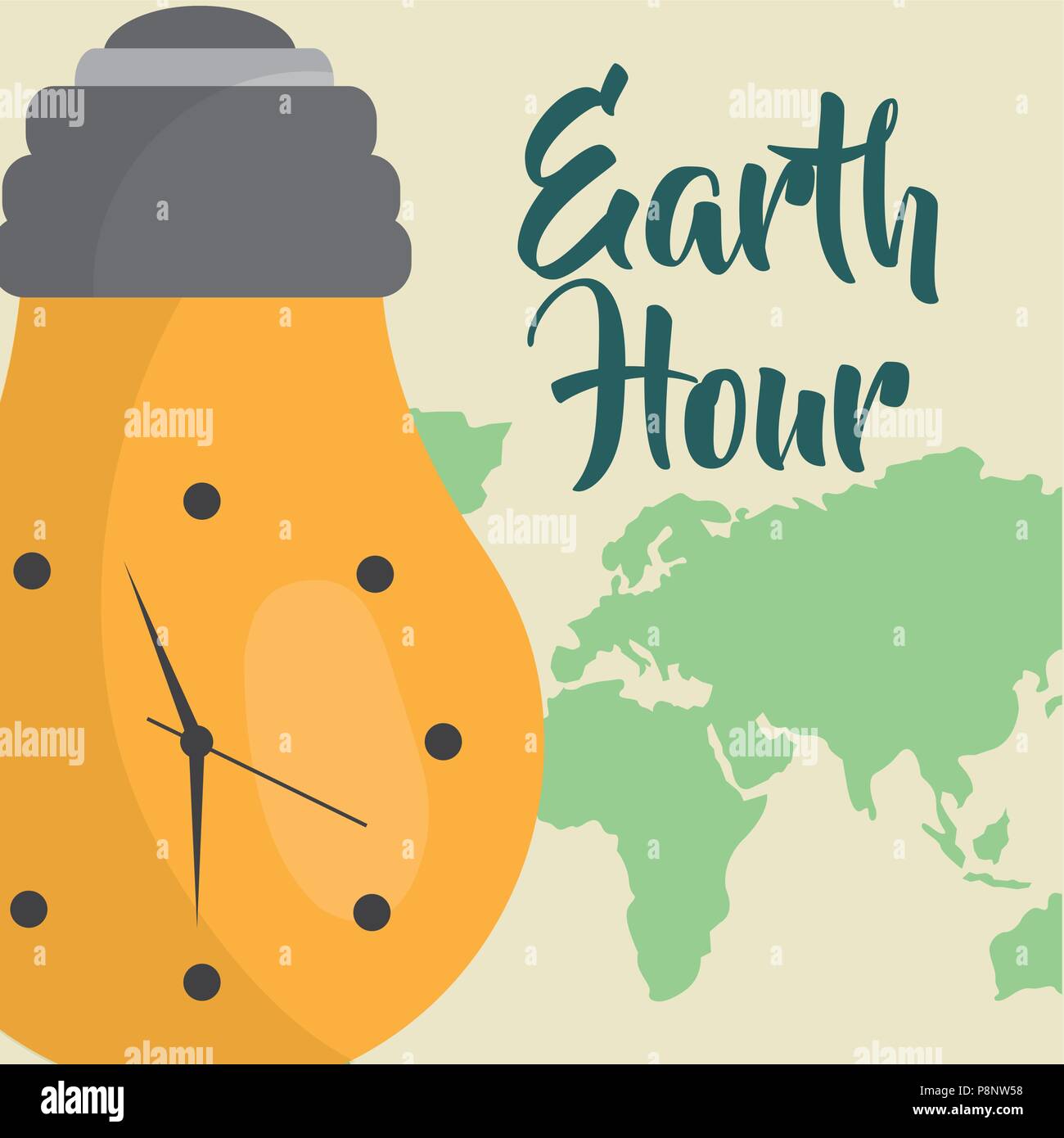 earth hour clock in light bulb vector illustration Stock Vector Image ...