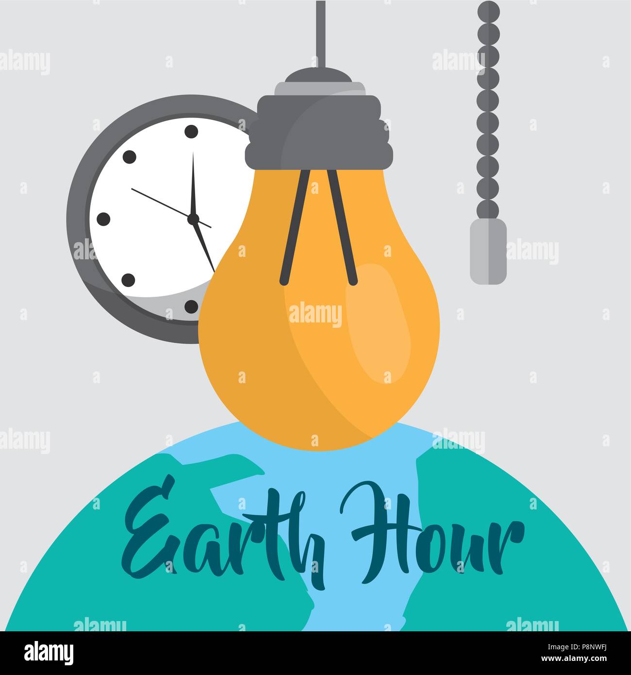 earth hour bulb light clock planet world vector illustration Stock ...
