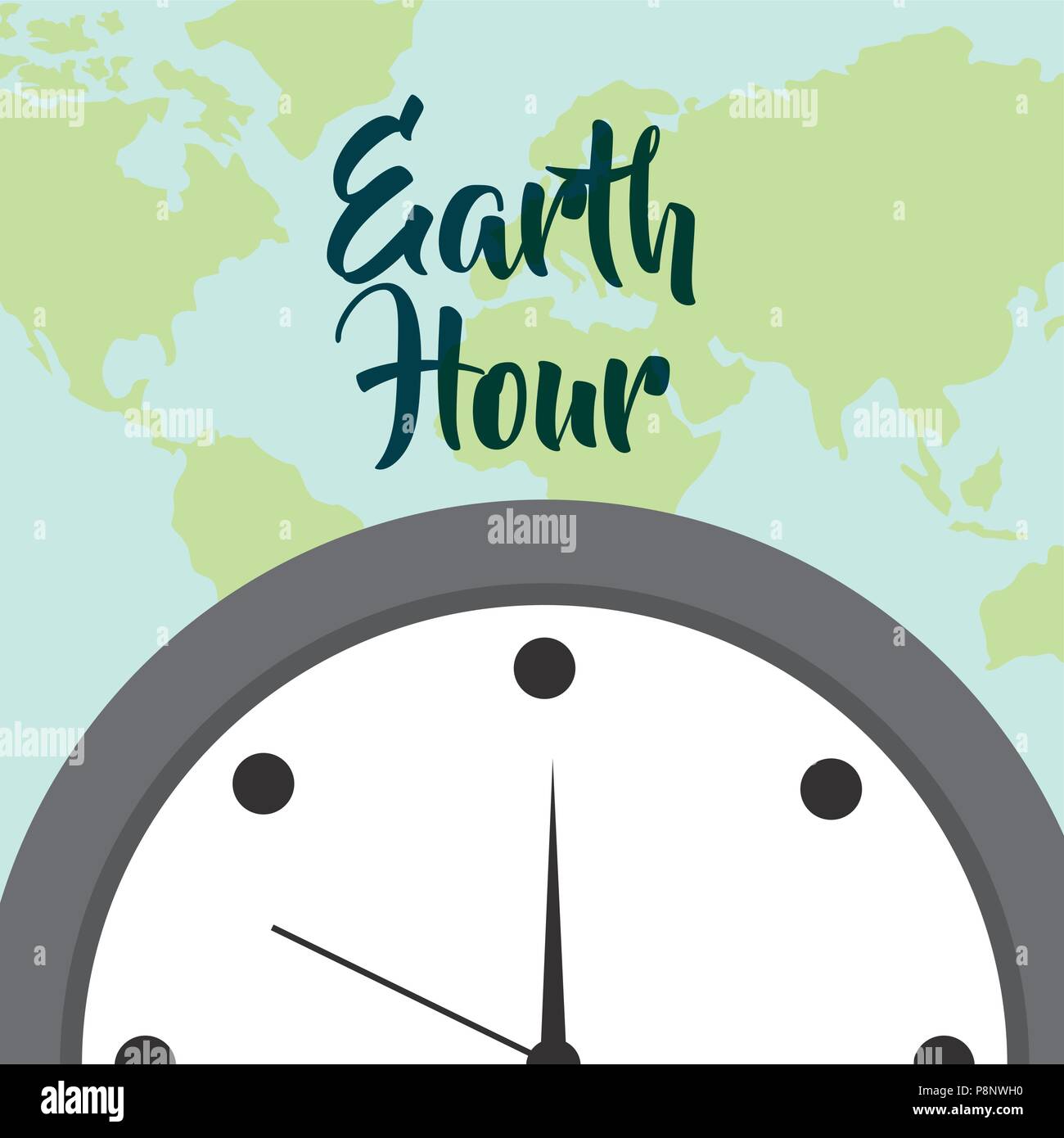 earth hour clock map world concept vector illustration Stock Vector ...