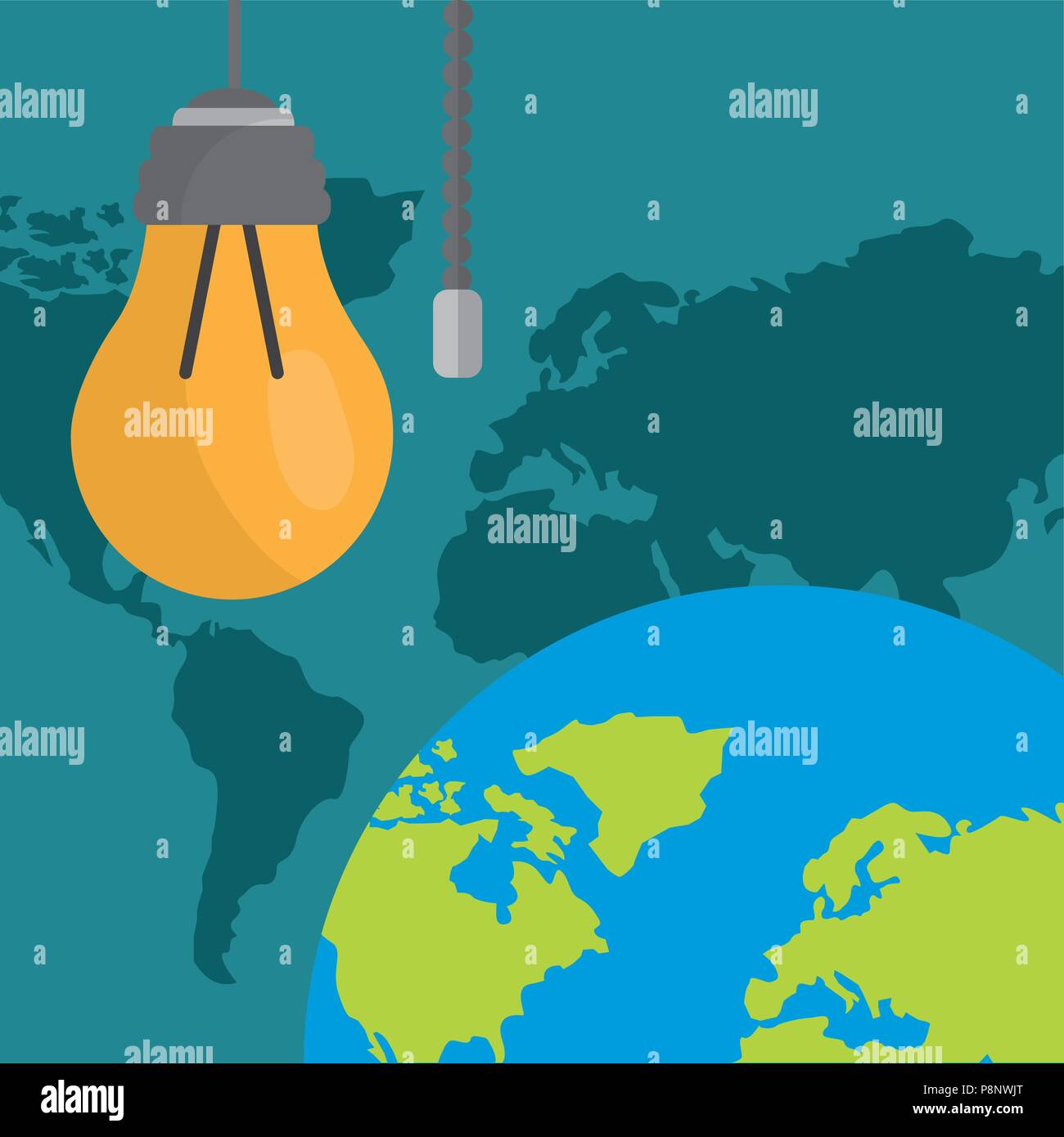 earth hour globe map bulb light vector illustration Stock Vector Image ...