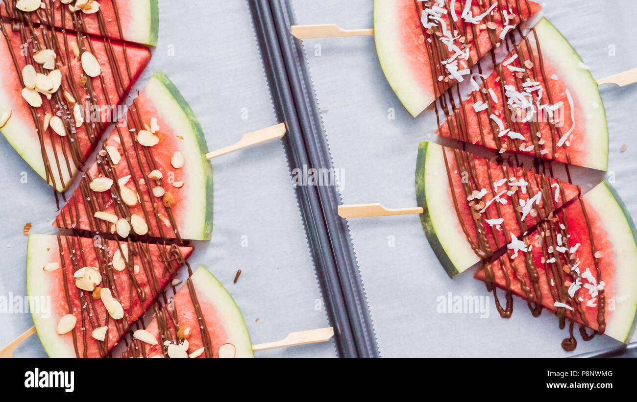 Step step watermelon wedges garnished hi-res stock photography and ...