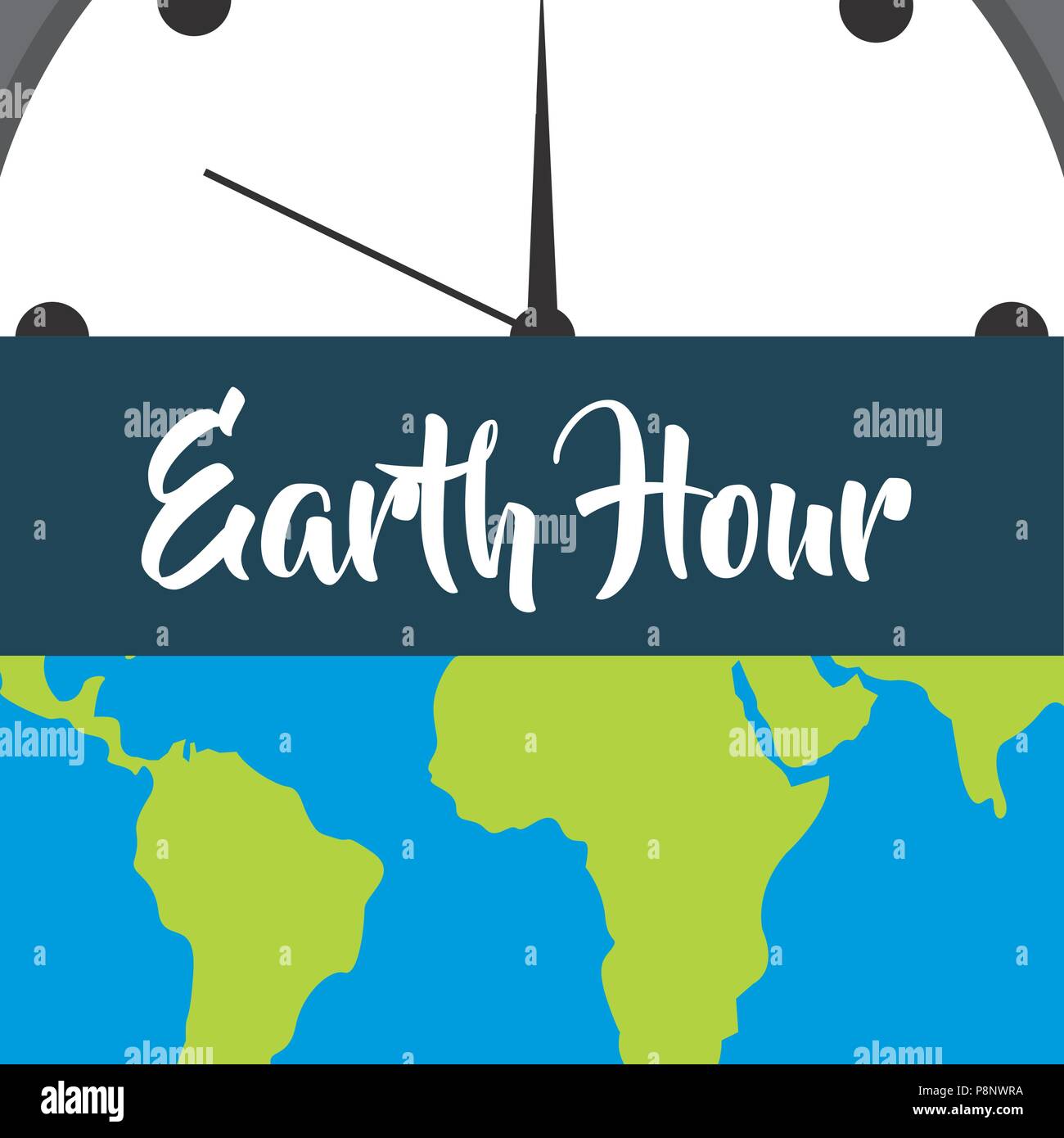 earth hour clock and map world vector illustration Stock Vector Image ...