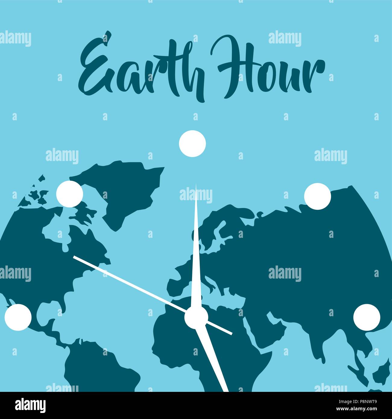 earth hour map world clock design vector illustration Stock Vector ...