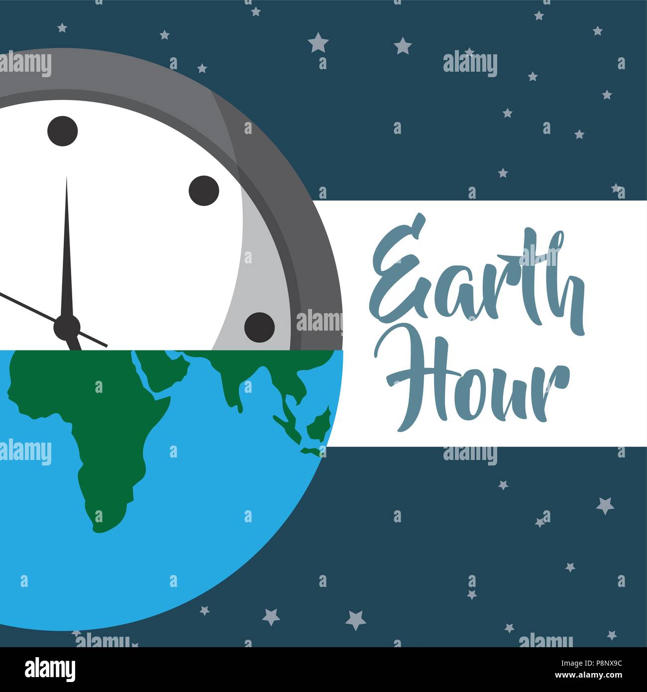 earth hour half clock and map world vector illustration Stock Vector ...