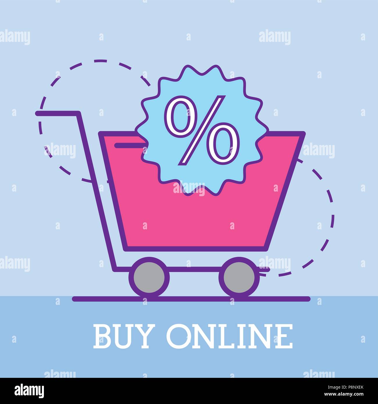 shopping cart percentage discount buy online vector illustration Stock ...