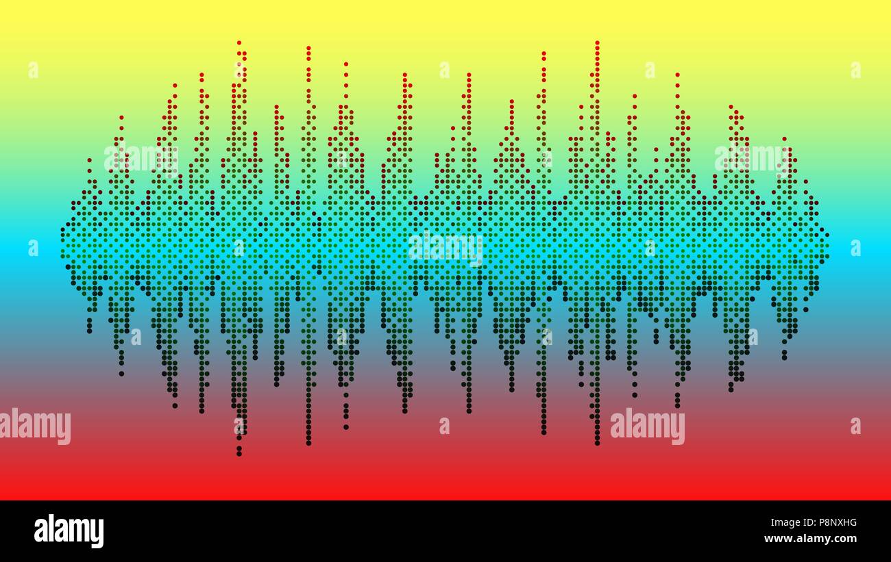 Vector background music wave balance chart circles yellow blue red ...