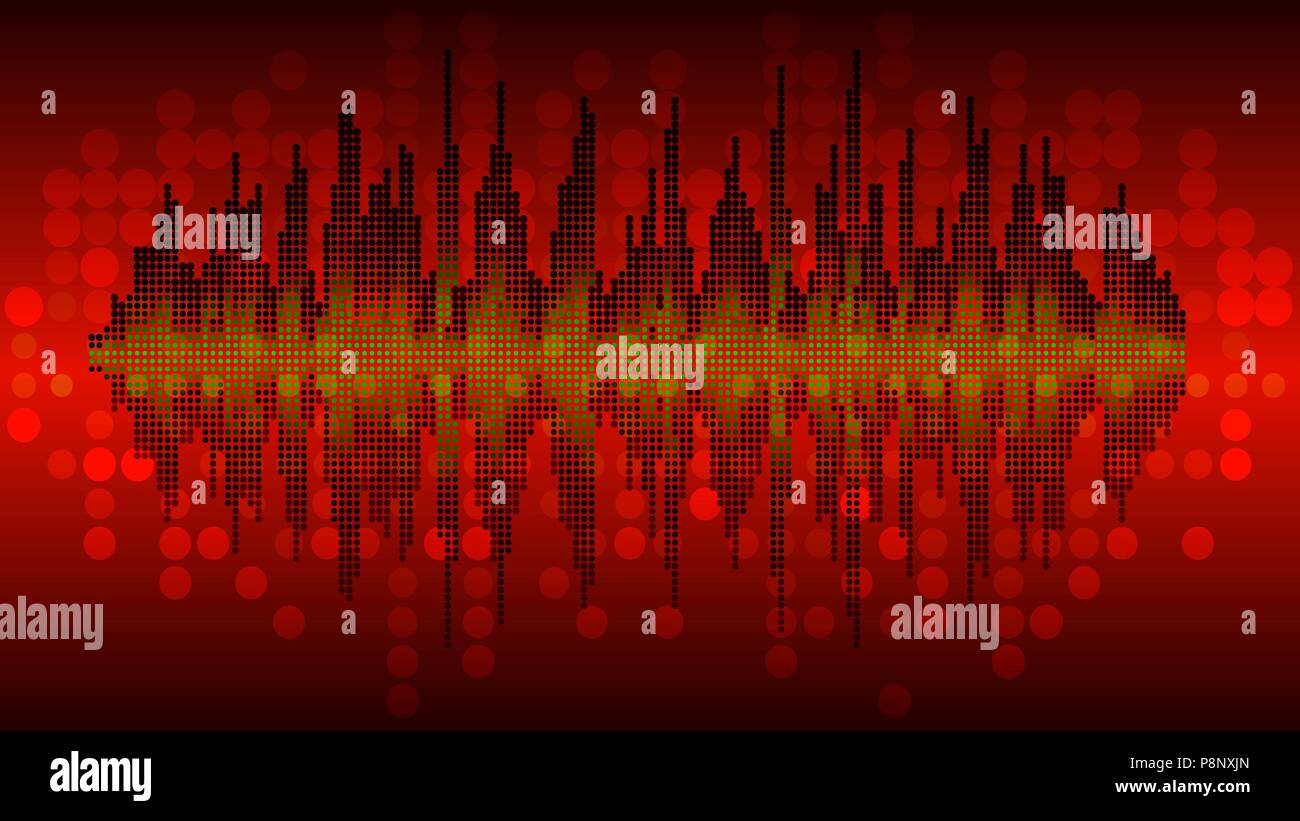 Vector background music wave balance circuit circle green black red ...