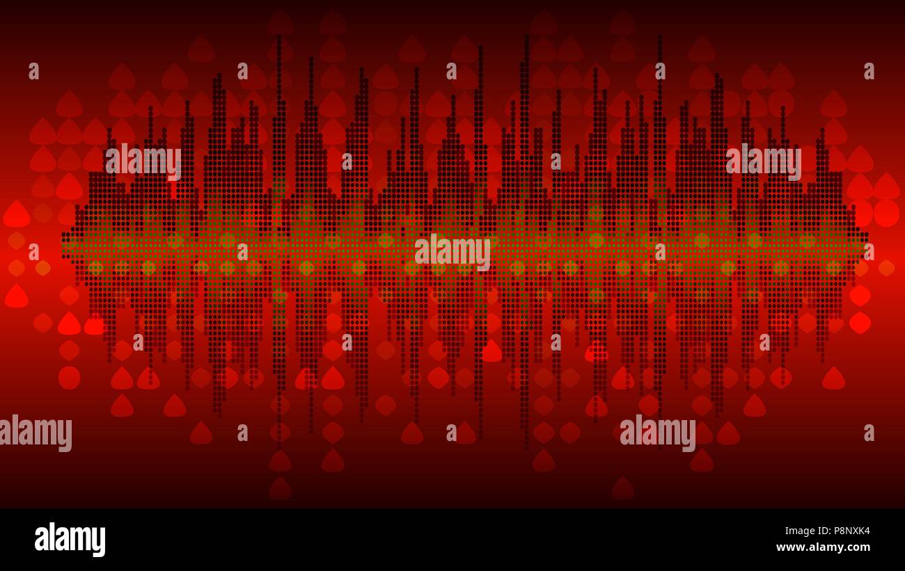 Vector background music wave balance circuit circle green black red ...