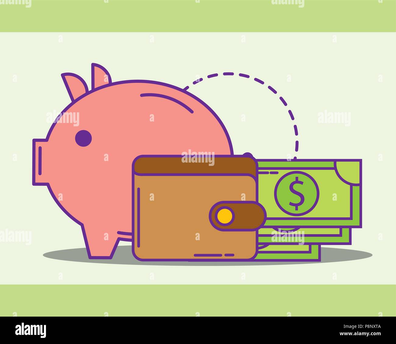 piggy bank wallet money banknote cash buy online vector illustration ...