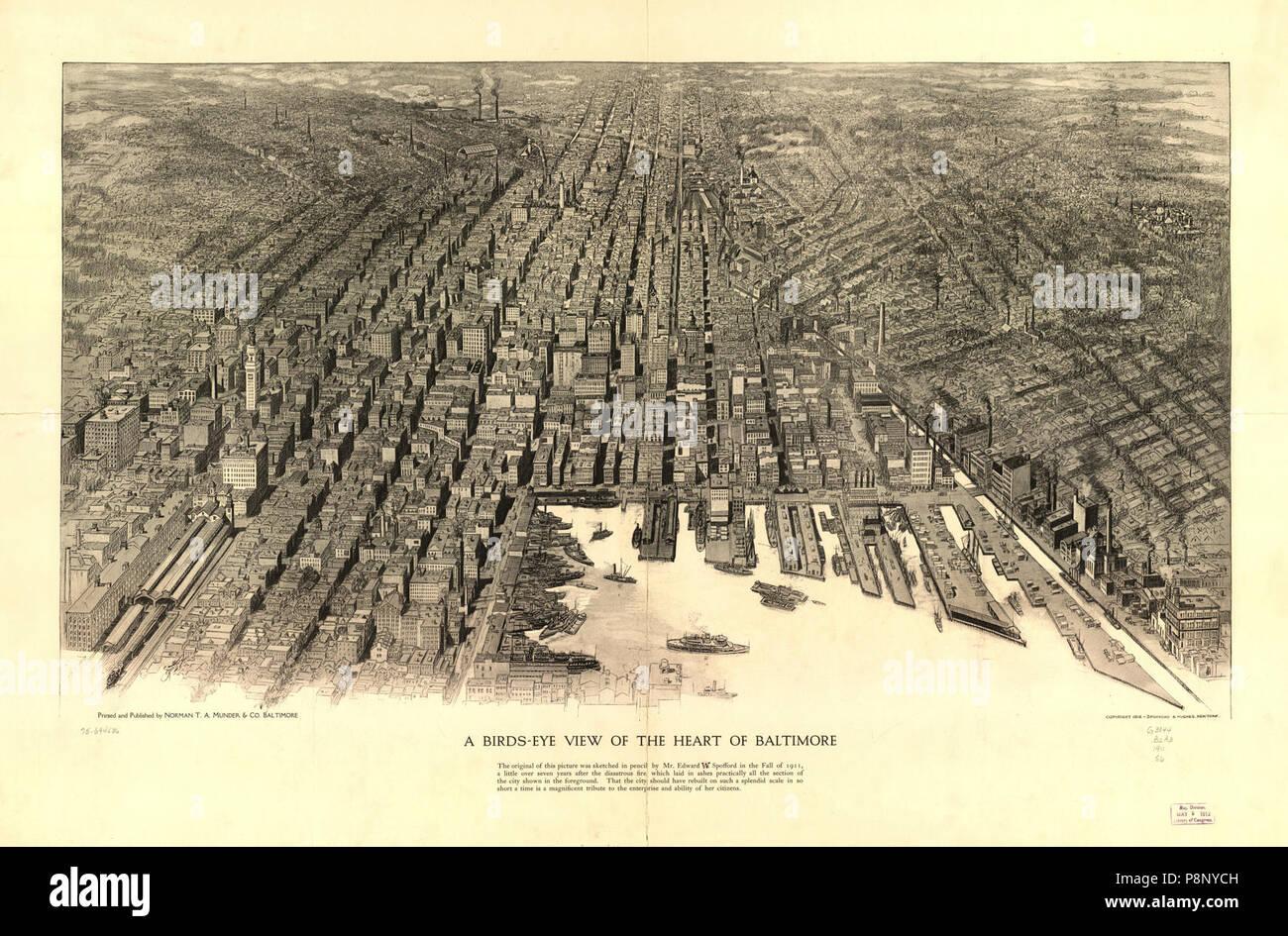 A birds-eye view of the heart of Baltimore Stock Photo - Alamy