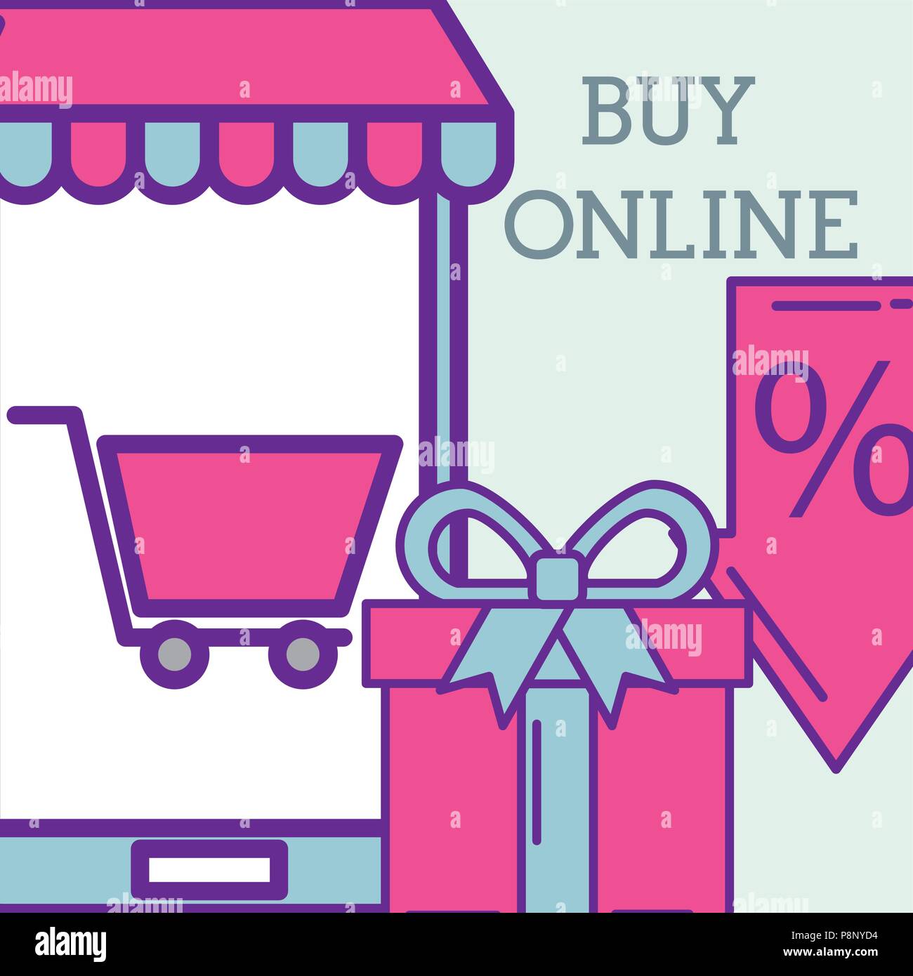 e-commerce smartphone market gift discount buy online vector ...