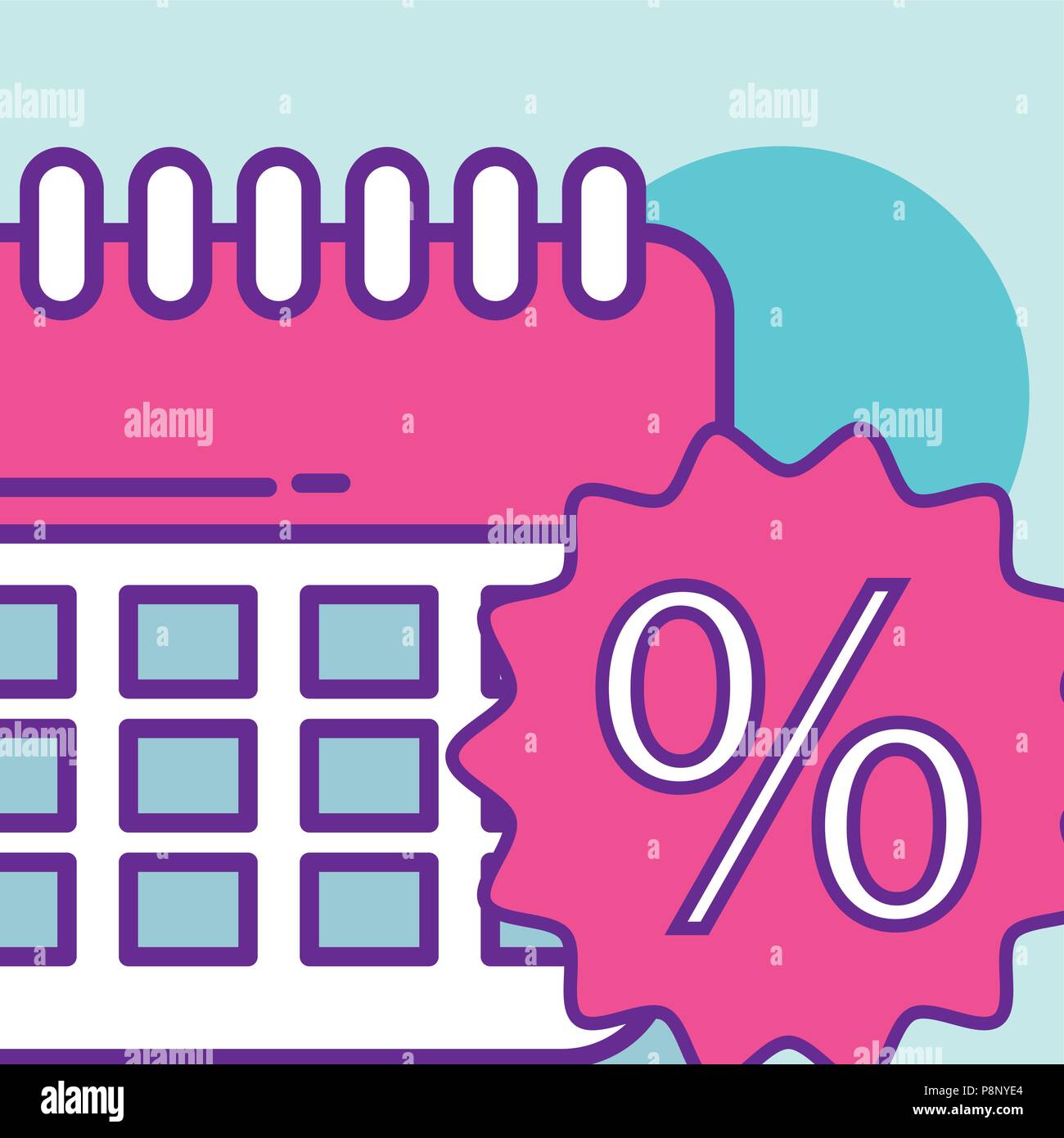 e-commerce calendar discount percentage buy online vector illustration ...