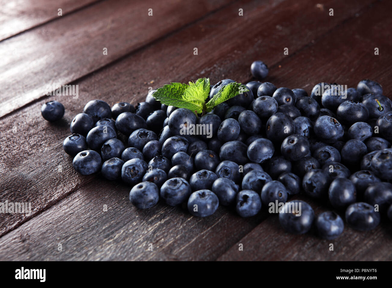 Blueberries on a rustic table, Healthy eating and nutrition concept ...