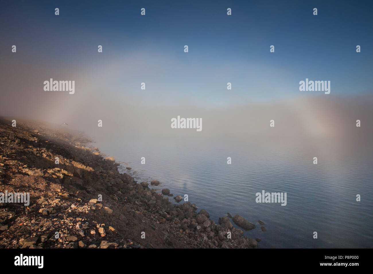 in the centre of the fogbow a solar glory is visible around the ...
