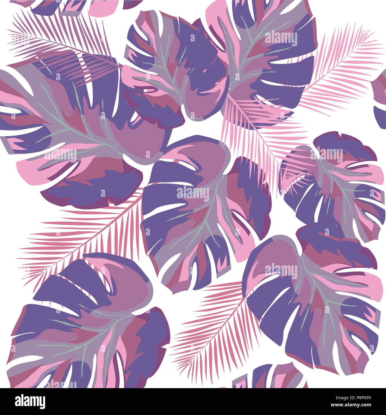 vector illustration of ultra violet palm leaves seamless background ...