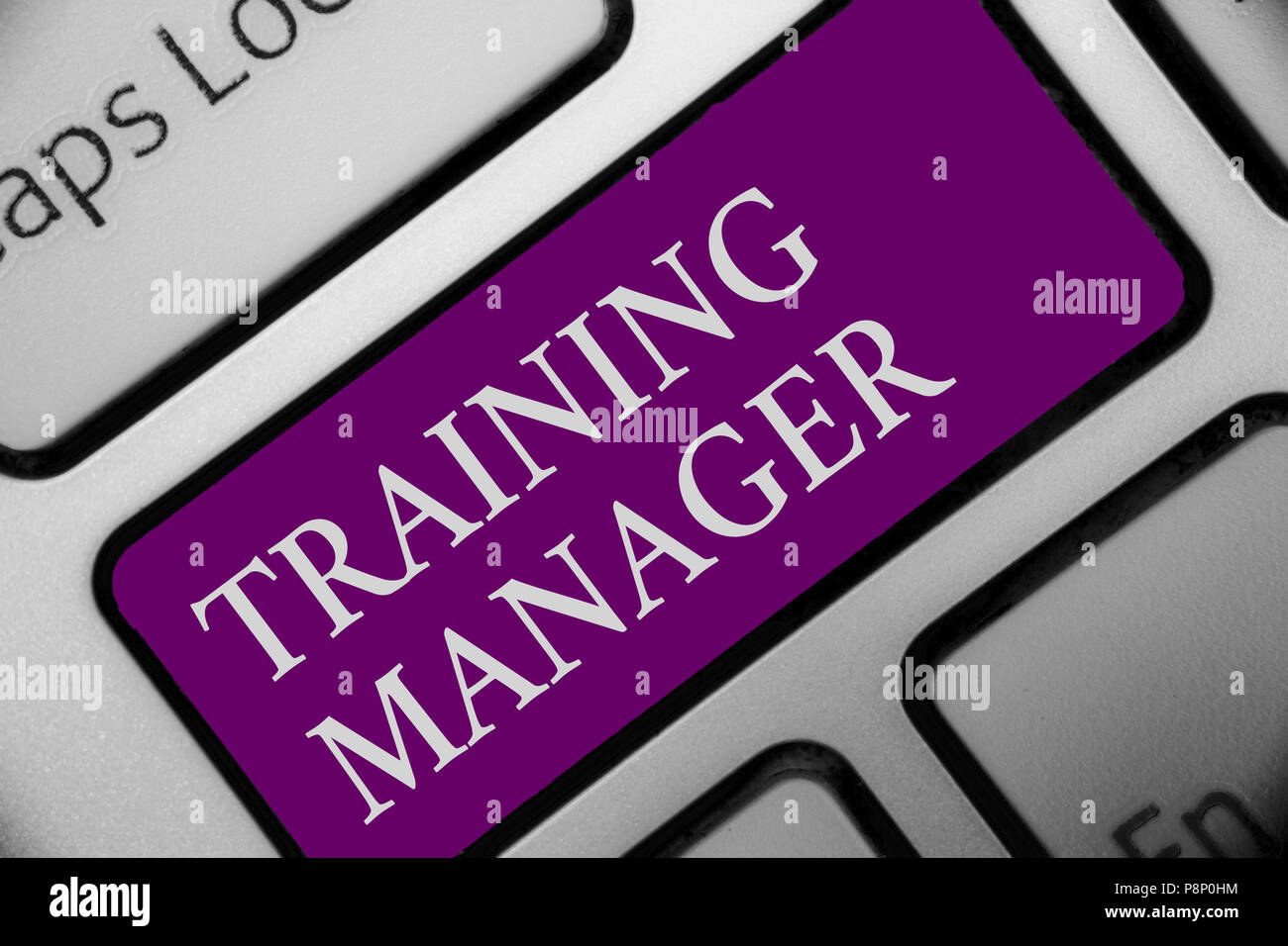 Handwriting text Training Manager. Concept meaning giving needed skills ...
