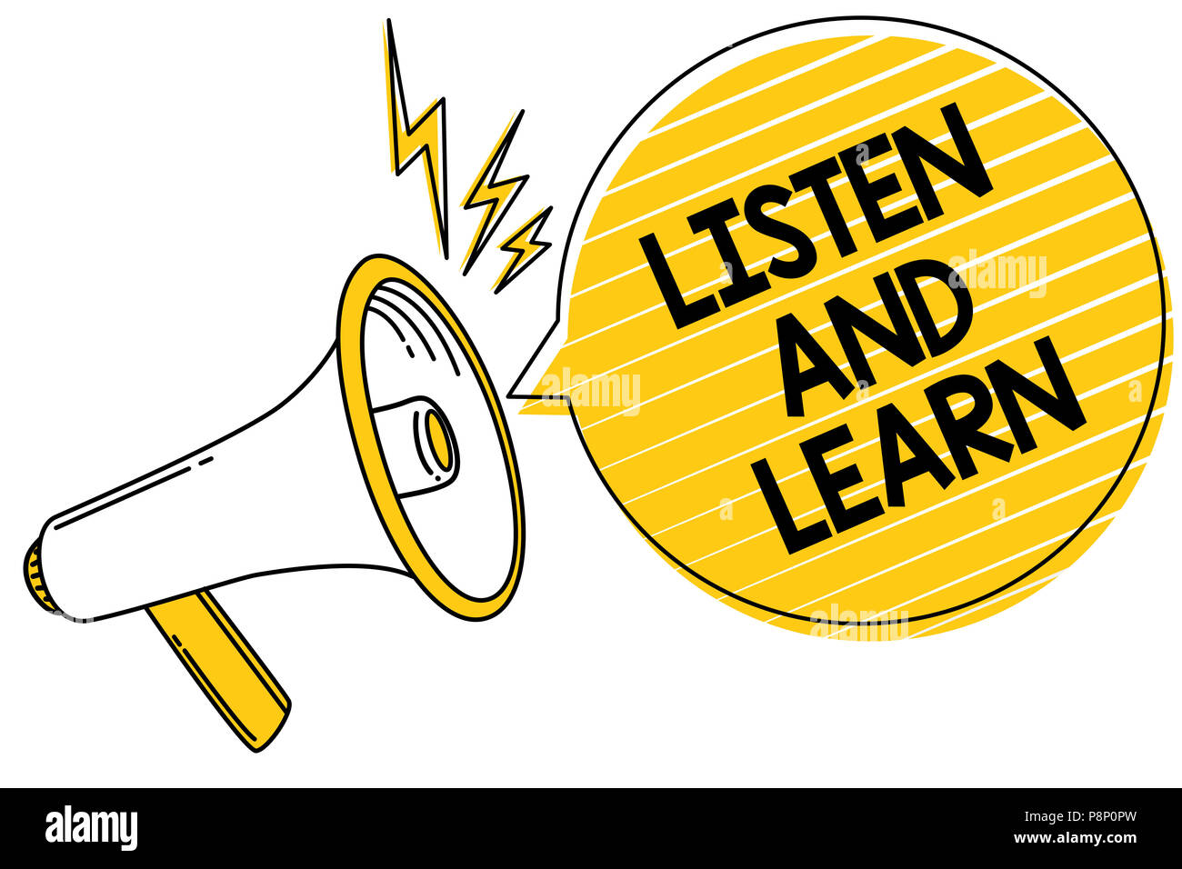 Handwriting text Listen And Learn. Concept meaning Pay attention to get ...