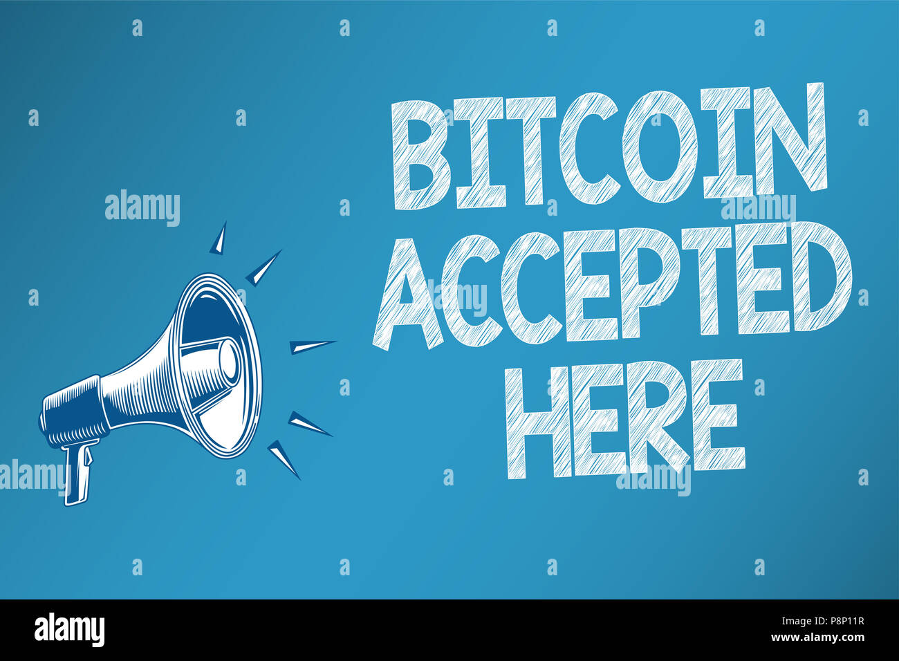 Conceptual hand writing showing Bitcoin Accepted Here. Business photo ...