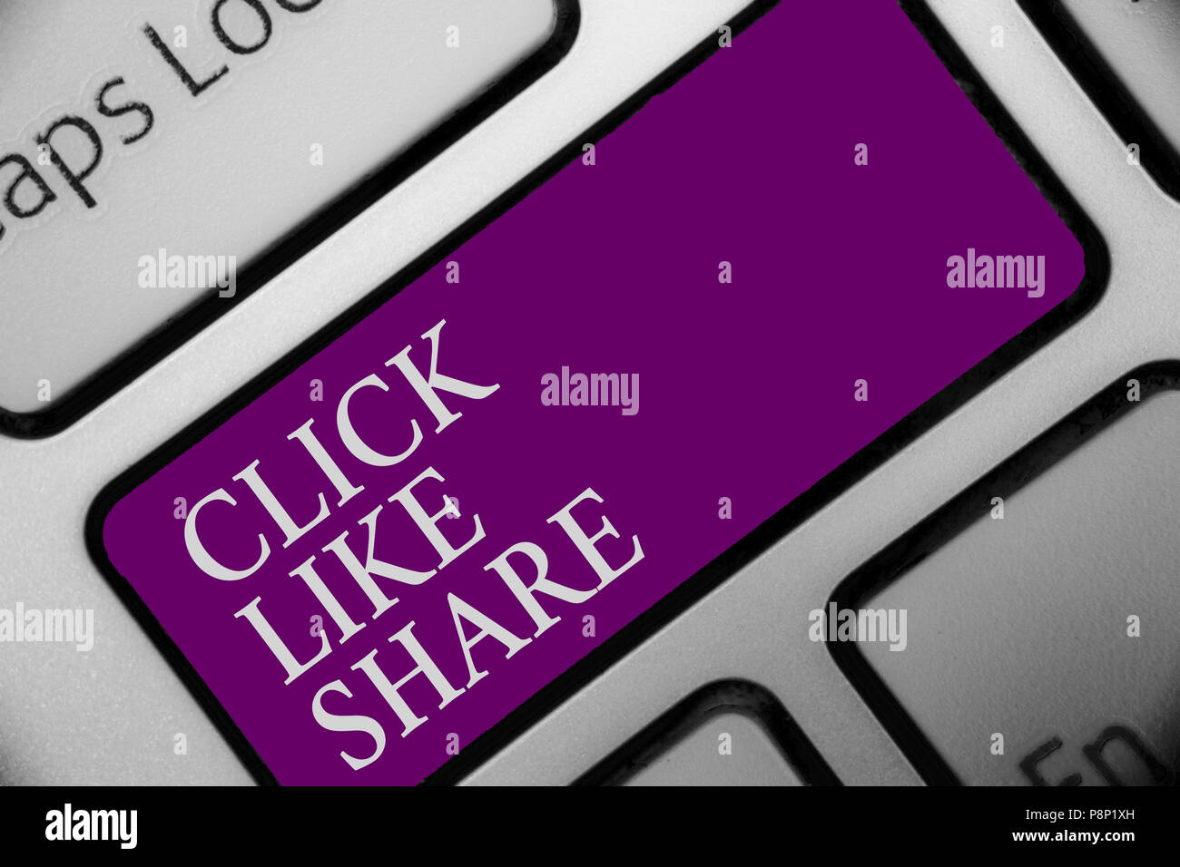 Handwriting text Click Like Share. Concept meaning Internet sharing ...