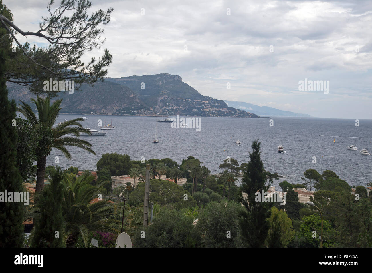 A beautiful coastal view near Villefranche Sur Mer, Cote D' Azur France ...