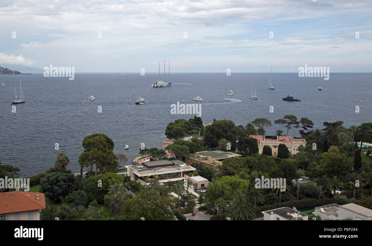 A beautiful coastal view near Villefranche Sur Mer, Cote D' Azur France ...