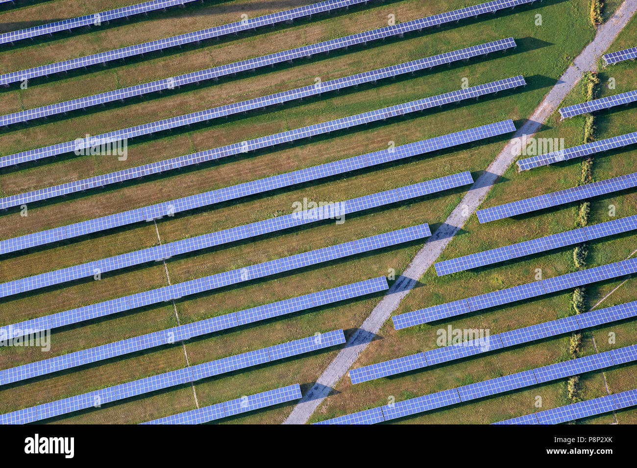 Aerial of solar panels Stock Photo - Alamy