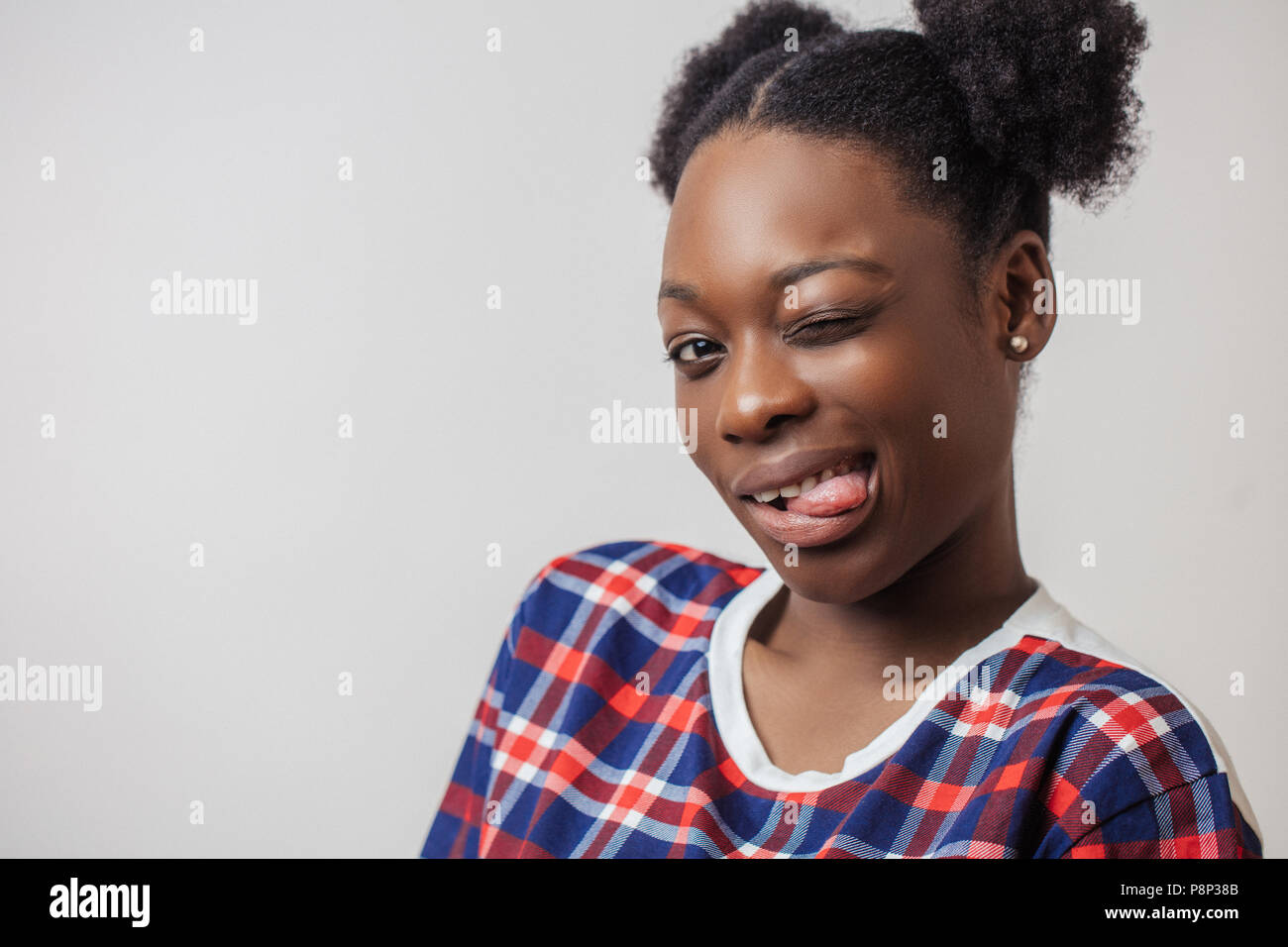 Crazy Afro Woman Showing Her Tongue Stick Out Tongue Have Fun