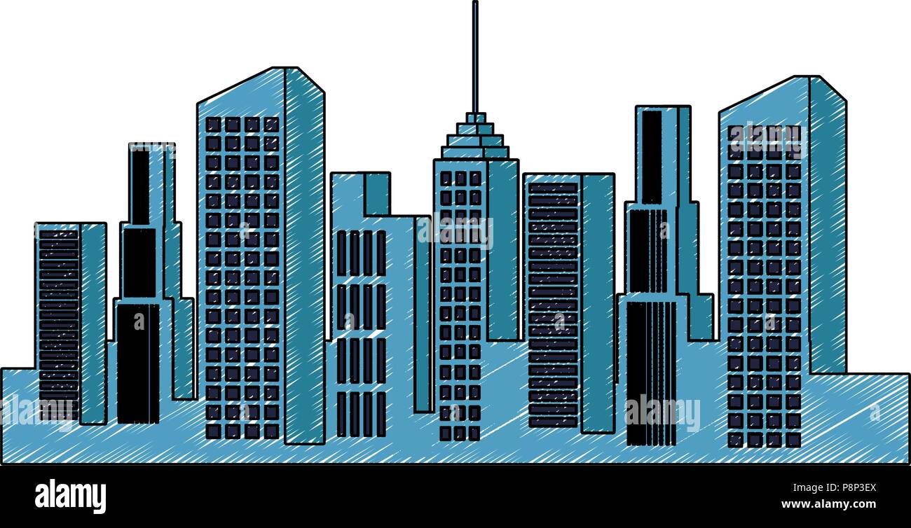 City buildings isolated scribble pop colors Stock Vector Image & Art ...