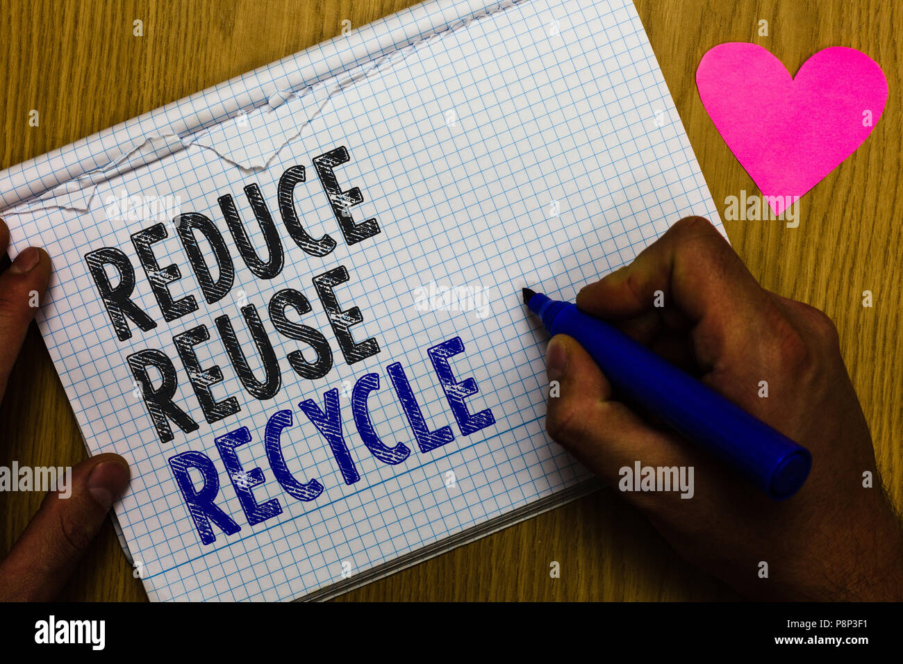 Handwriting text Reduce Reuse Recycle. Concept meaning ways can ...