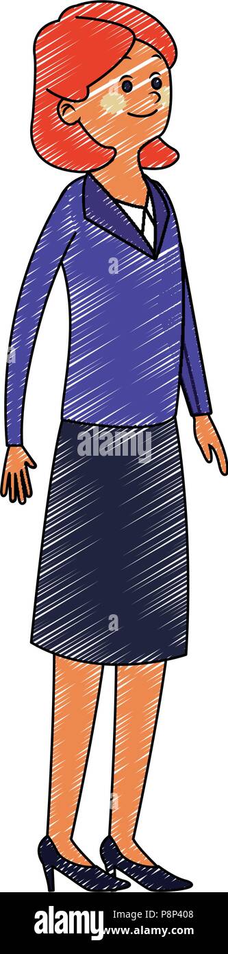 Executive business woman cartoon scribble pop colors Stock Vector Image ...
