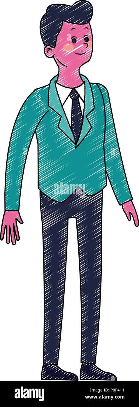 Executive businessman cartoon scribble pop colors Stock Vector Image ...