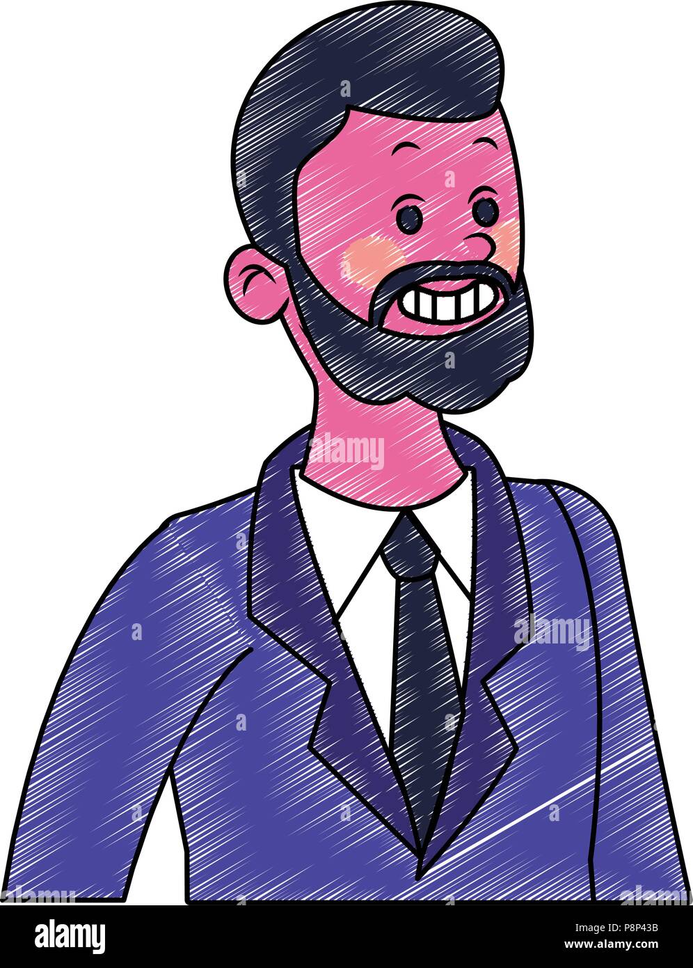 Executive businessman cartoon scribble pop colors Stock Vector Image ...