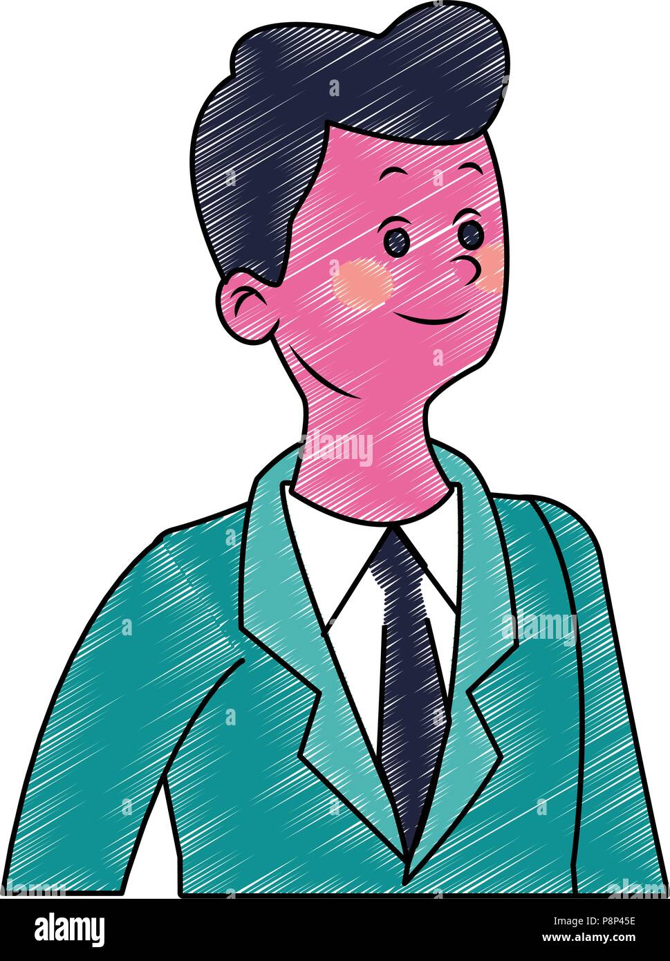 Executive businessman cartoon scribble pop colors Stock Vector Image ...