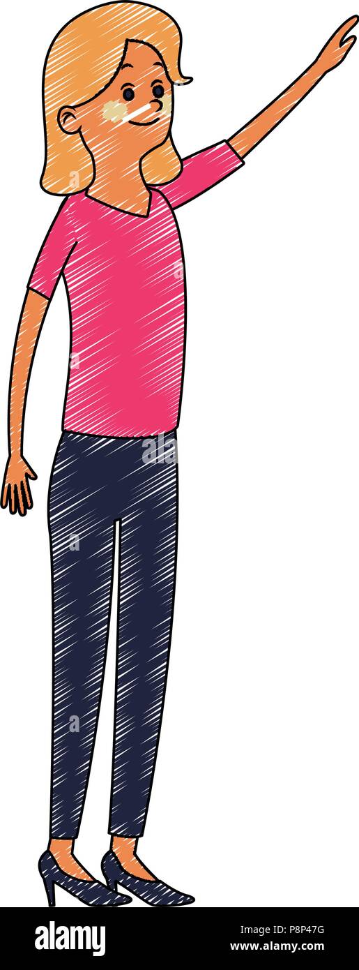 Executive business woman cartoon scribble pop colors Stock Vector Image ...