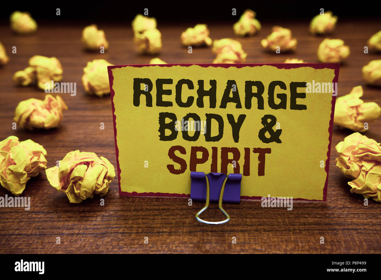 Handwriting text writing Recharge BodyandSpirit. Concept meaning fill your energy through ...