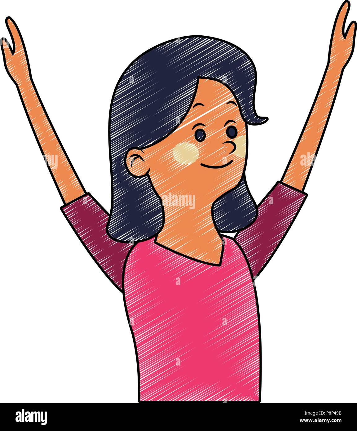 Executive business woman cartoon scribble pop colors Stock Vector Image ...