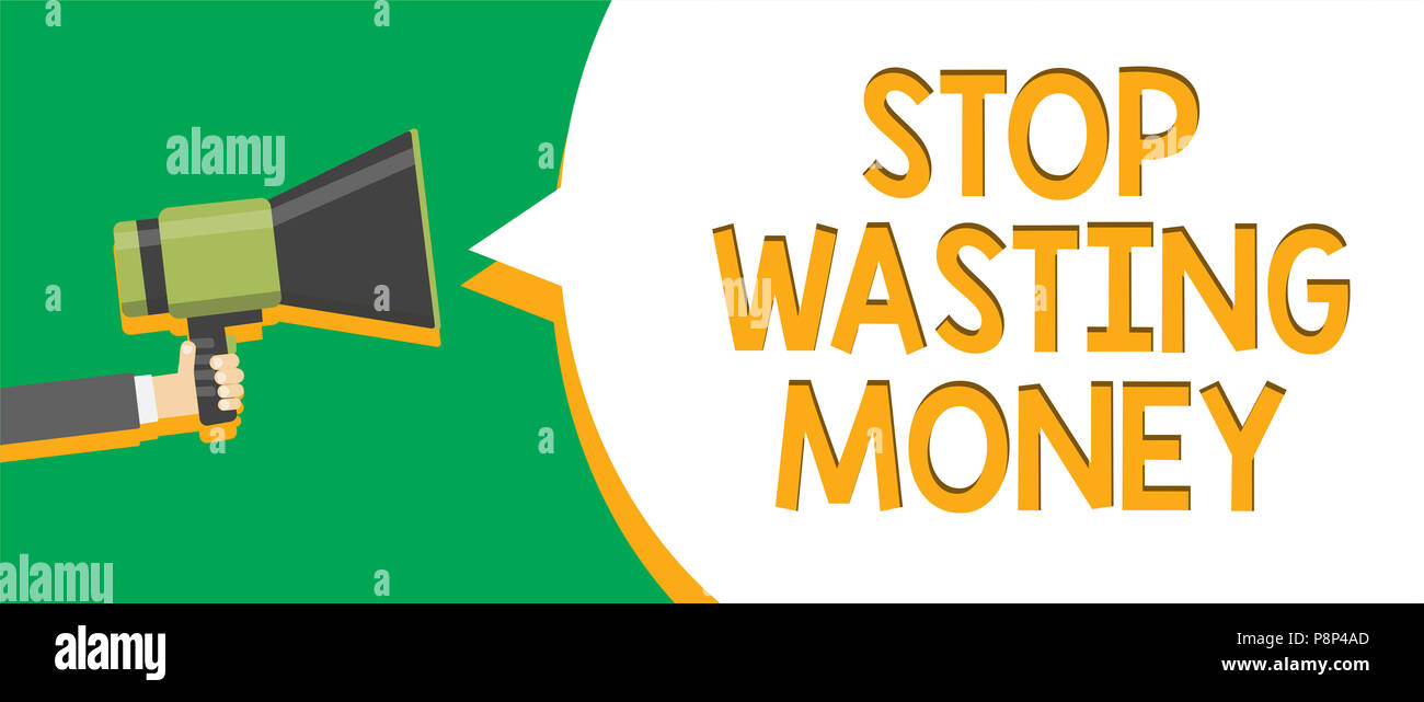 Text sign showing Stop Wasting Money. Conceptual photo Organizing ...